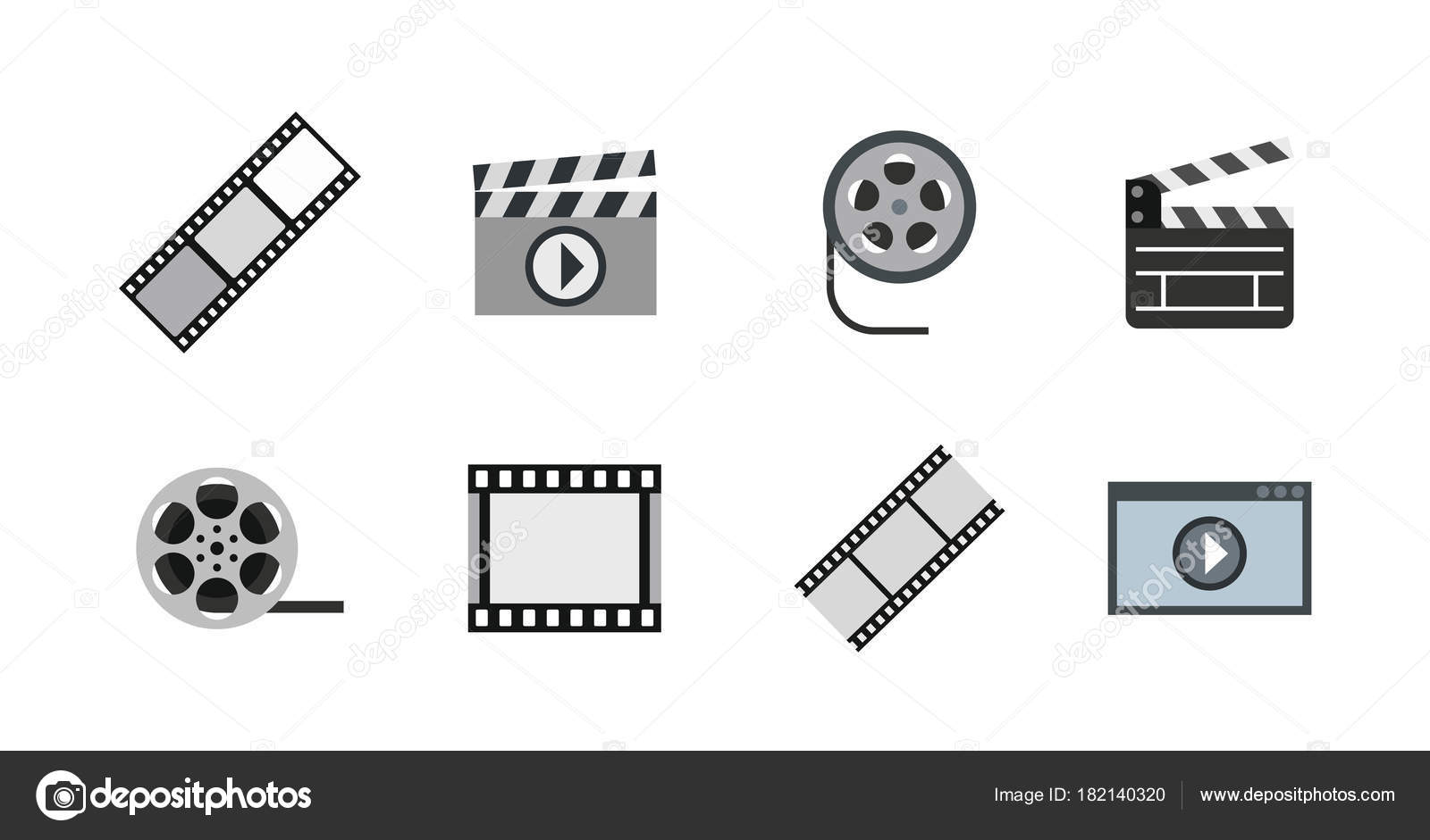 Video file icon set, flat style Stock Vector by ©ylivdesign 182140320