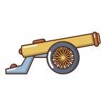 Cartoon Cannon Shooting Steel Ball White Background Illustration ...