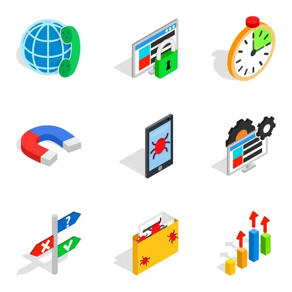 Conjunto de iconos de red de área local, estilo isométrico 2024