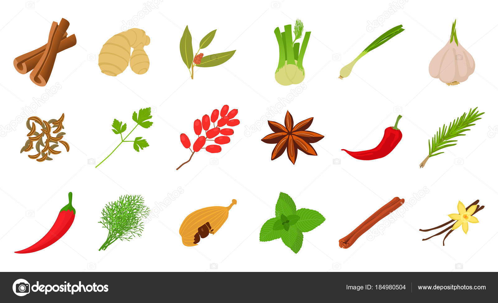 Spices icon set, cartoon style Stock Vector Image by ©ylivdesign #184980504