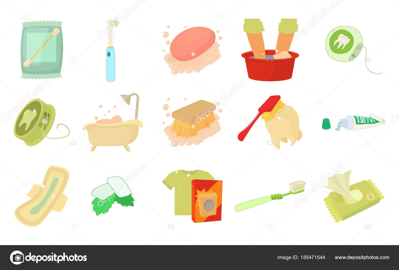 Personal hygiene icon set, cartoon style Stock Vector Image by ...