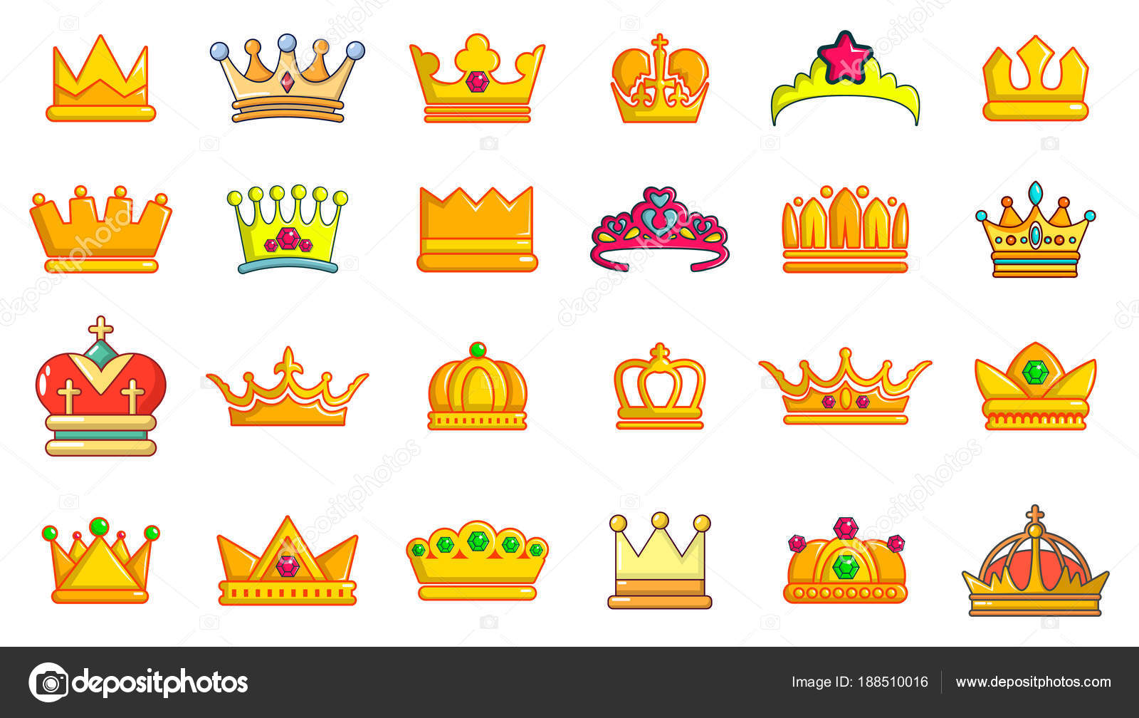 Imágenes: corona animada | Conjunto de iconos de corona, estilo de ...