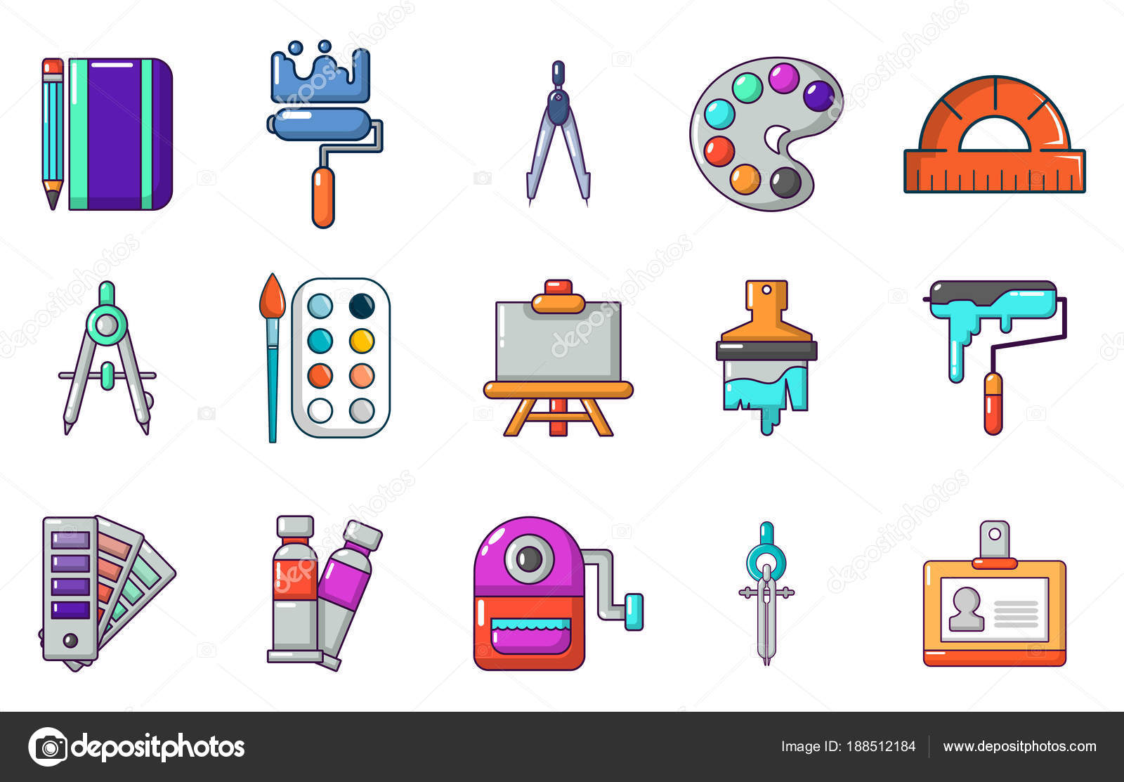 Paint tools icon set, cartoon style Stock Vector Image by ©ylivdesign ...