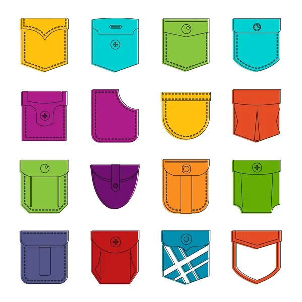 Pocket types icons set, outline style — Stock Vector © ylivdesign ...