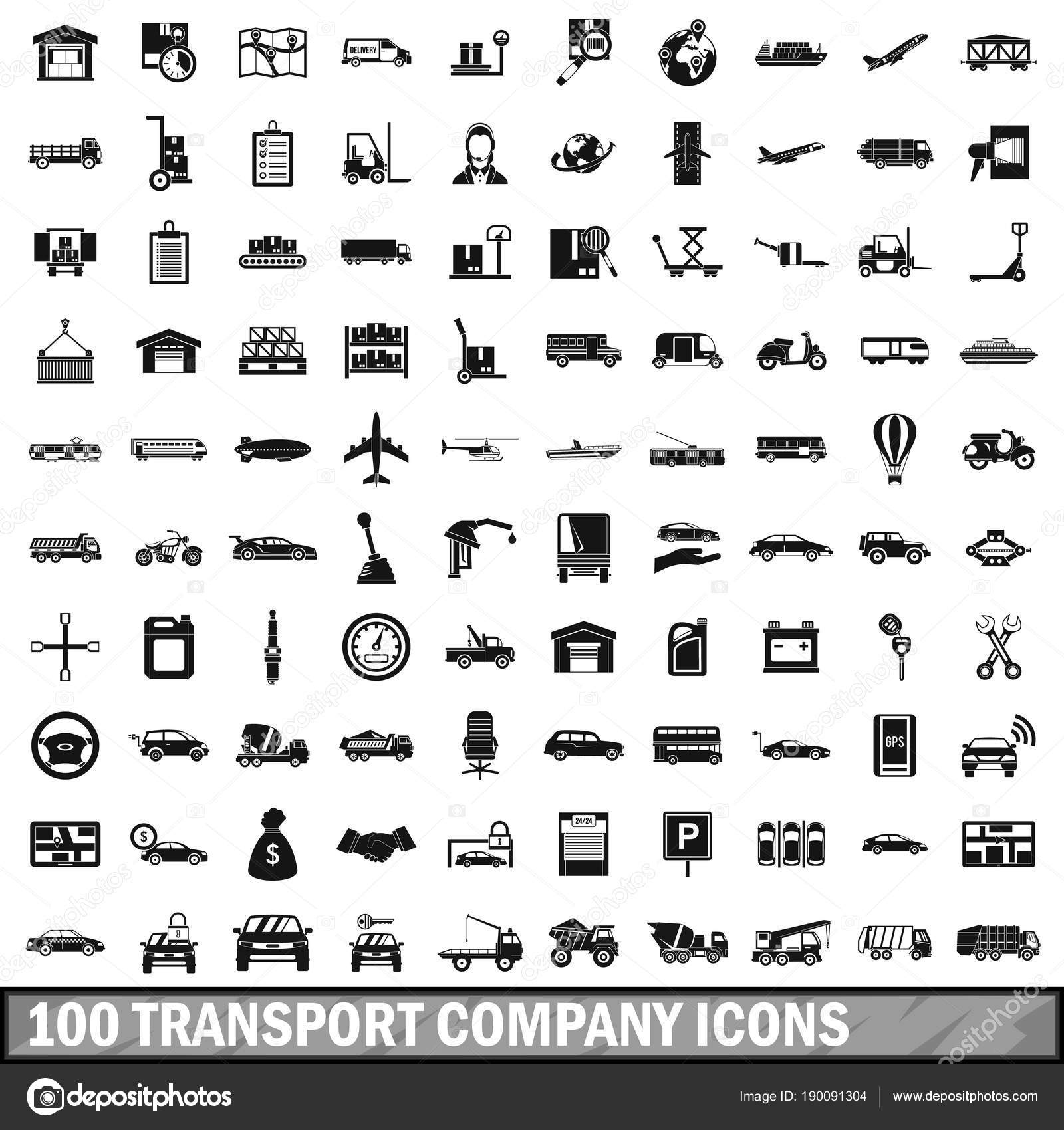 100 bedrijf pictogrammen transportset, eenvoudige stijl Stock Vector by ...