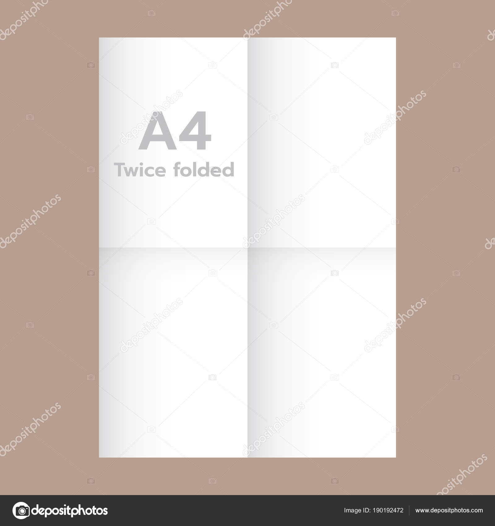 To gange foldet A4-papir mockup, realistisk stil Stockvektor af ...