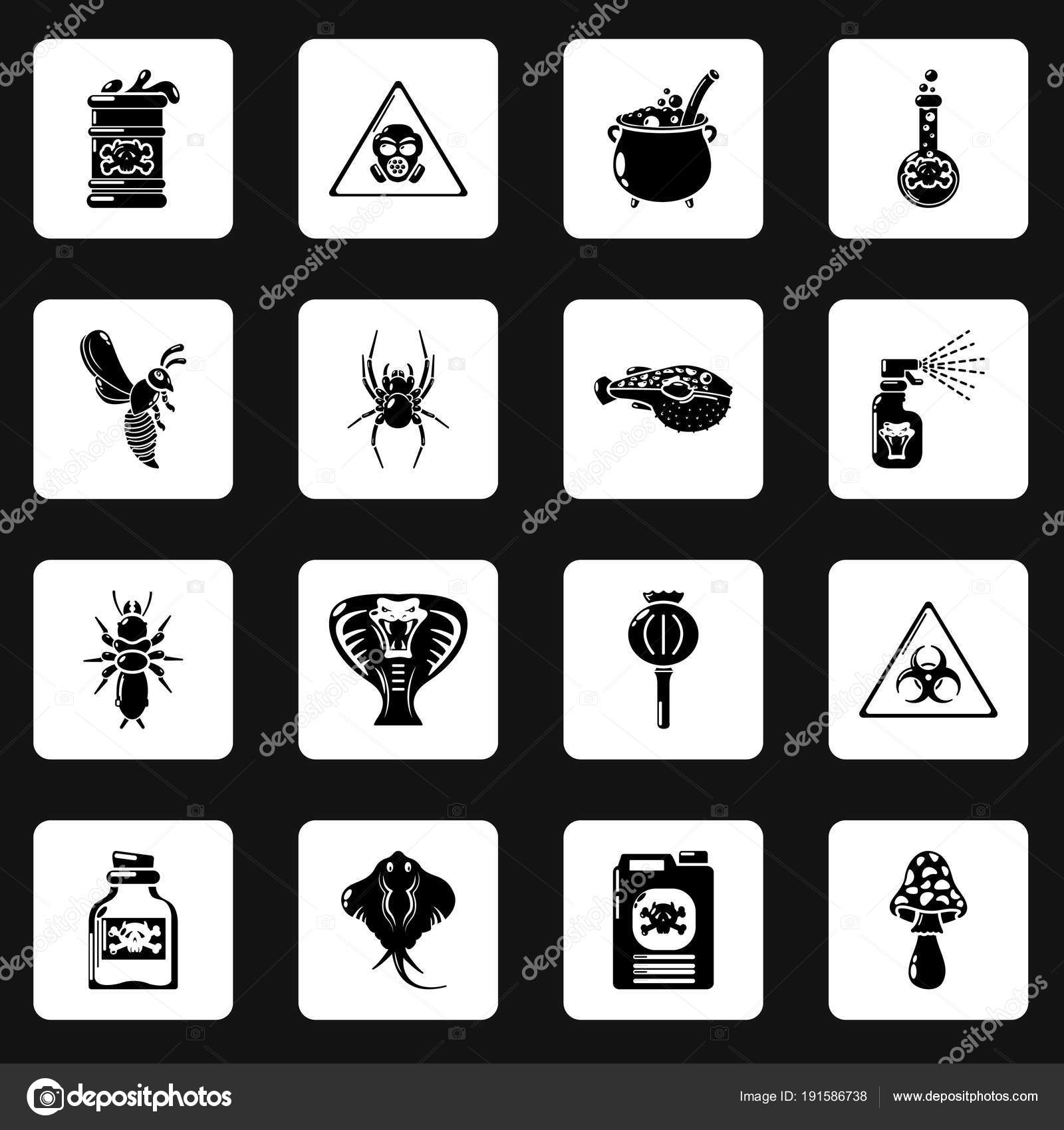 Poison danger toxic icons set, simple style Stock Vector by ©ylivdesign ...