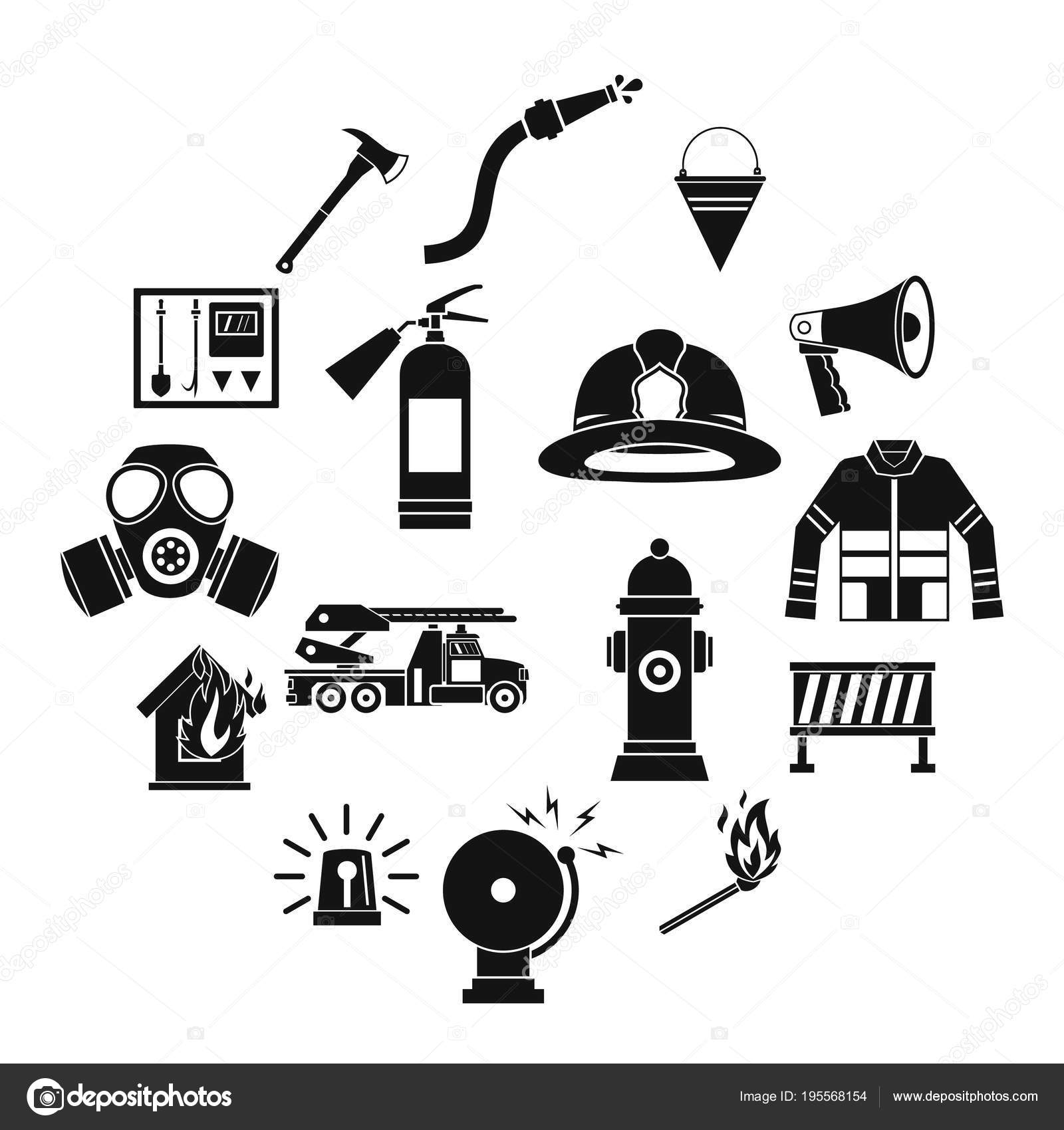 Fireman tools icons set, simple style Stock Vector Image by ©ylivdesign ...