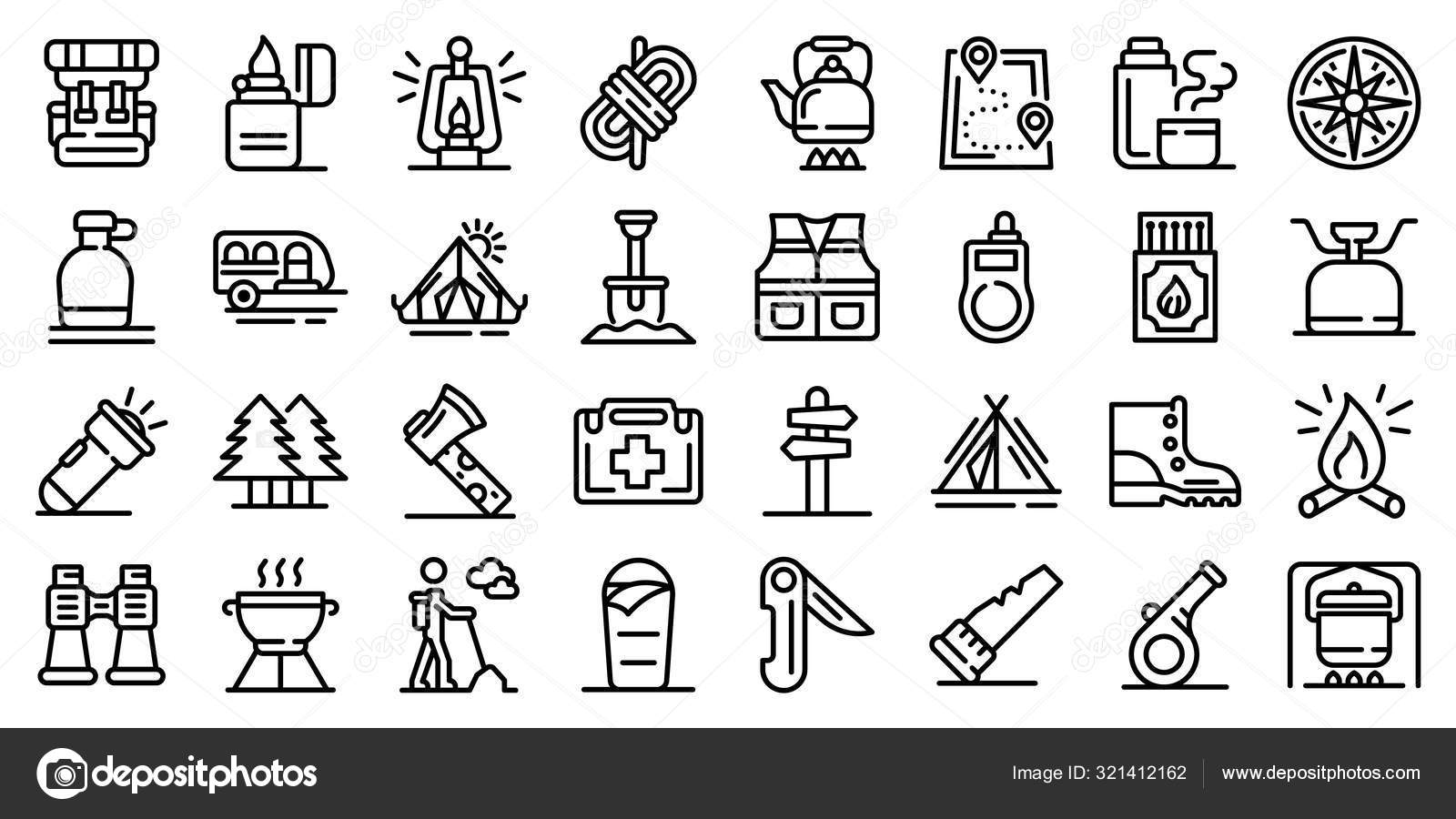 Survival icons set, outline style Stock Vector by ©ylivdesign 321412162