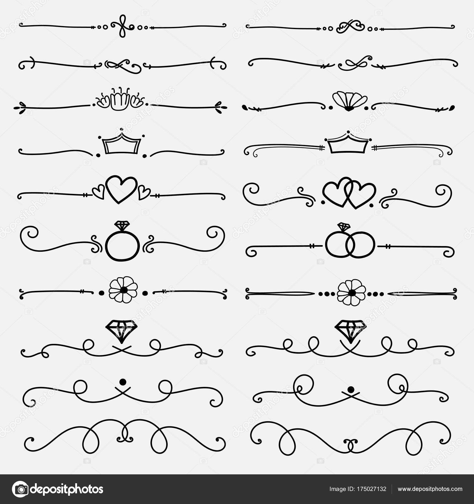 Set Decorative Calligraphic Elements Decoration Handmade Vector ... Set Decorative Calligraphic Elements Decoration Handmade Vector ...