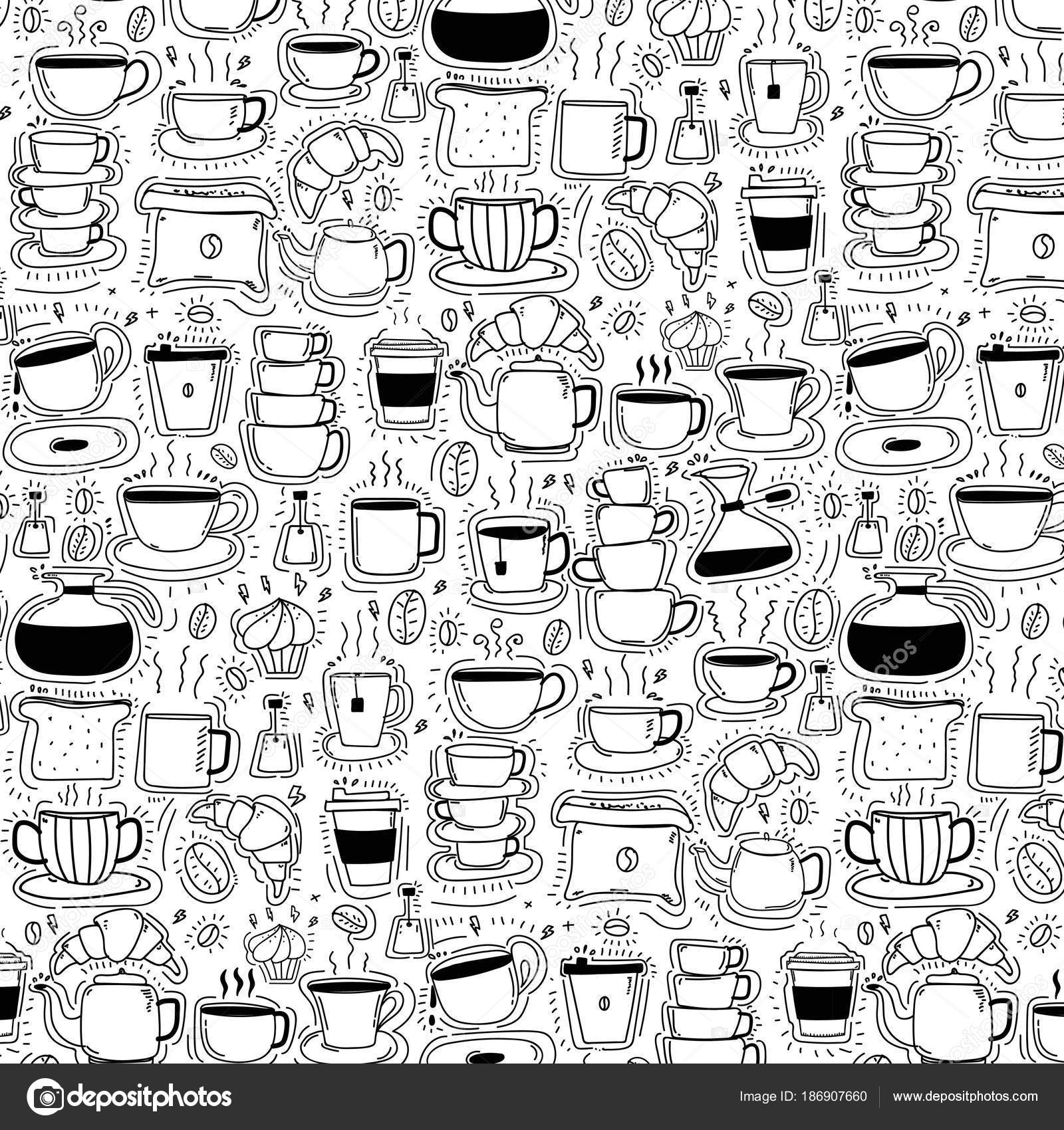 Pattern Line Hand Drawn Doodle Coffee Background Doodle Funny Handmade ... Pattern Line Hand Drawn Doodle Coffee Background Doodle Funny Handmade ...