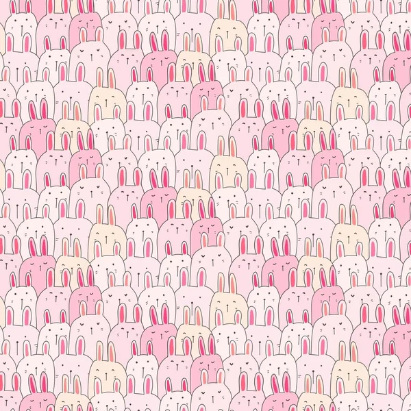 Hand Drawn Cute Bunny Vector Pattern Background. Doodle Funny. Handmade ...