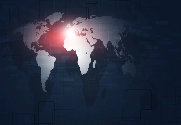 Abstract Blue Technology Background World Map Binary Computer Code ...