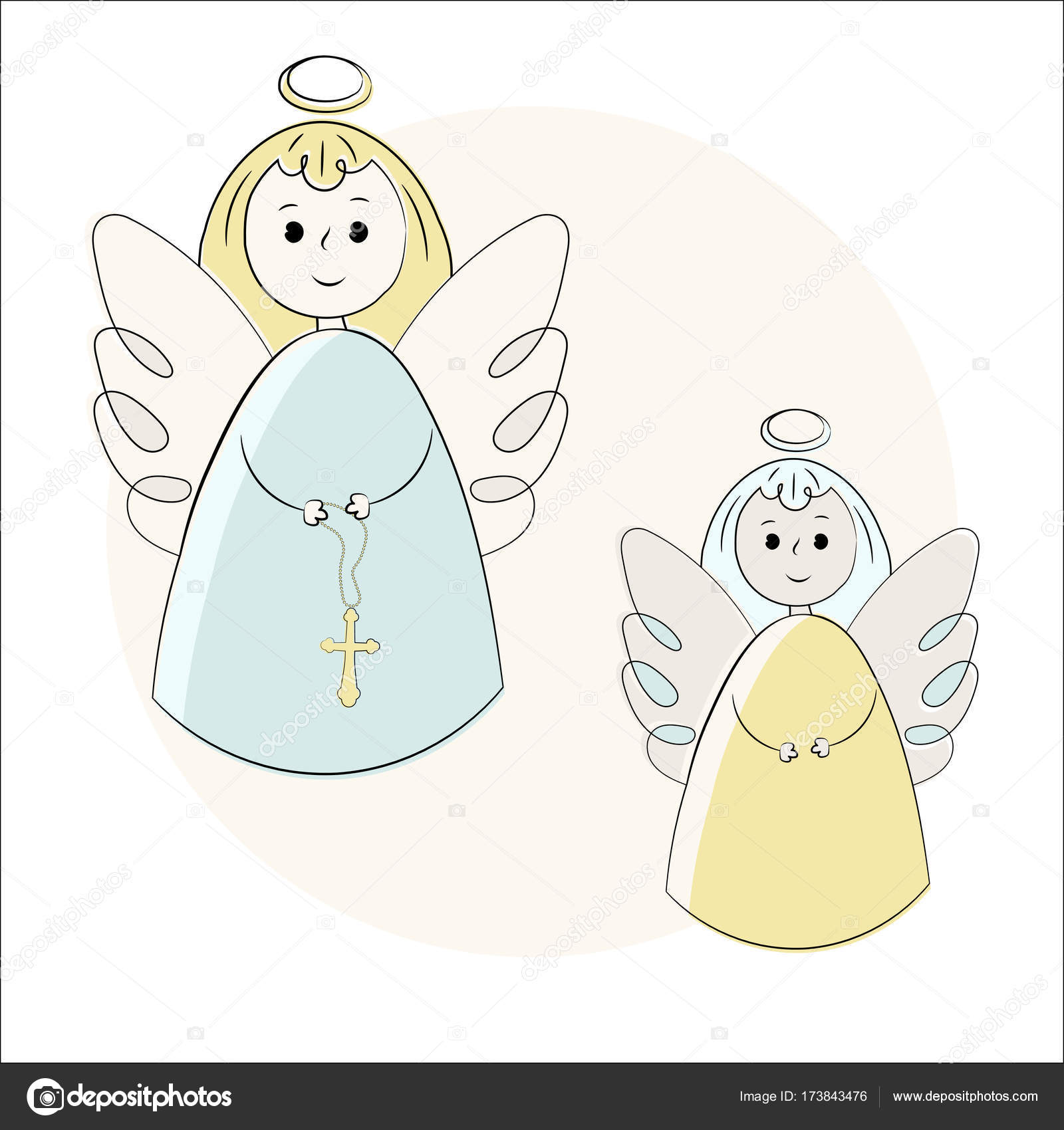 Ángeles vectores sobre fondo blanco. Dibujado a mano en el estilo de ...