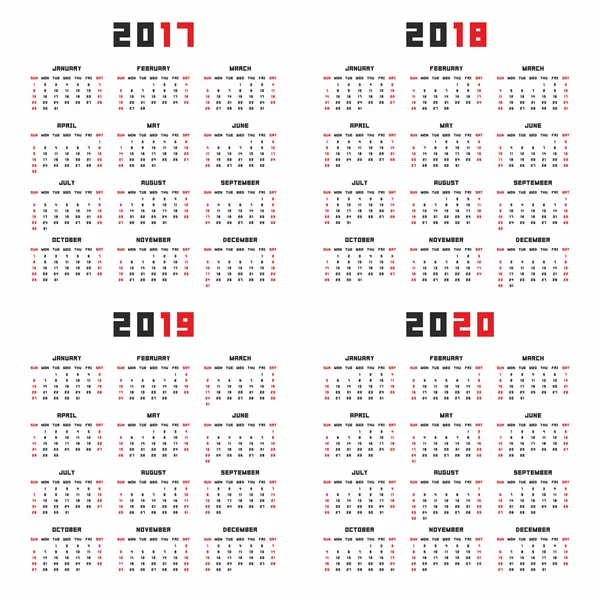 Calendar 2015, 2016, 2017, 2018 — Stock Vector © Volykievgenii #57154511