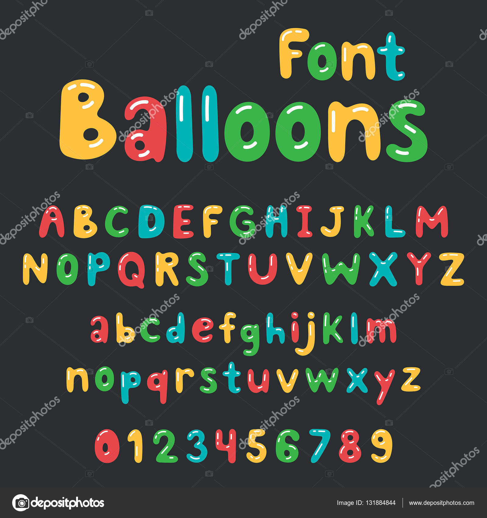 Balloons fuente Alphabet Vector de stock por ©Volykievgenii 131884844