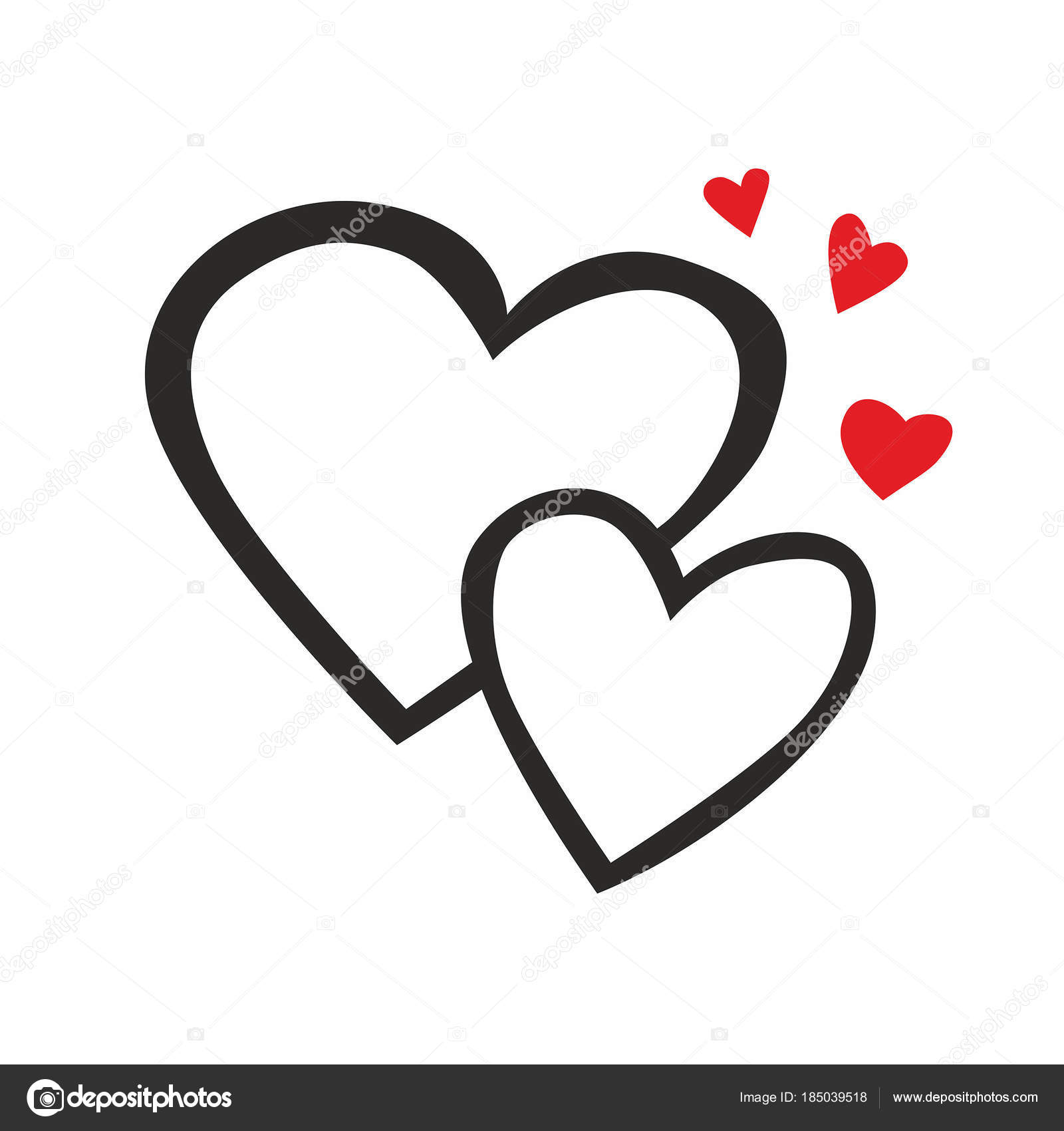 Two Hearts Clip Art Black And White