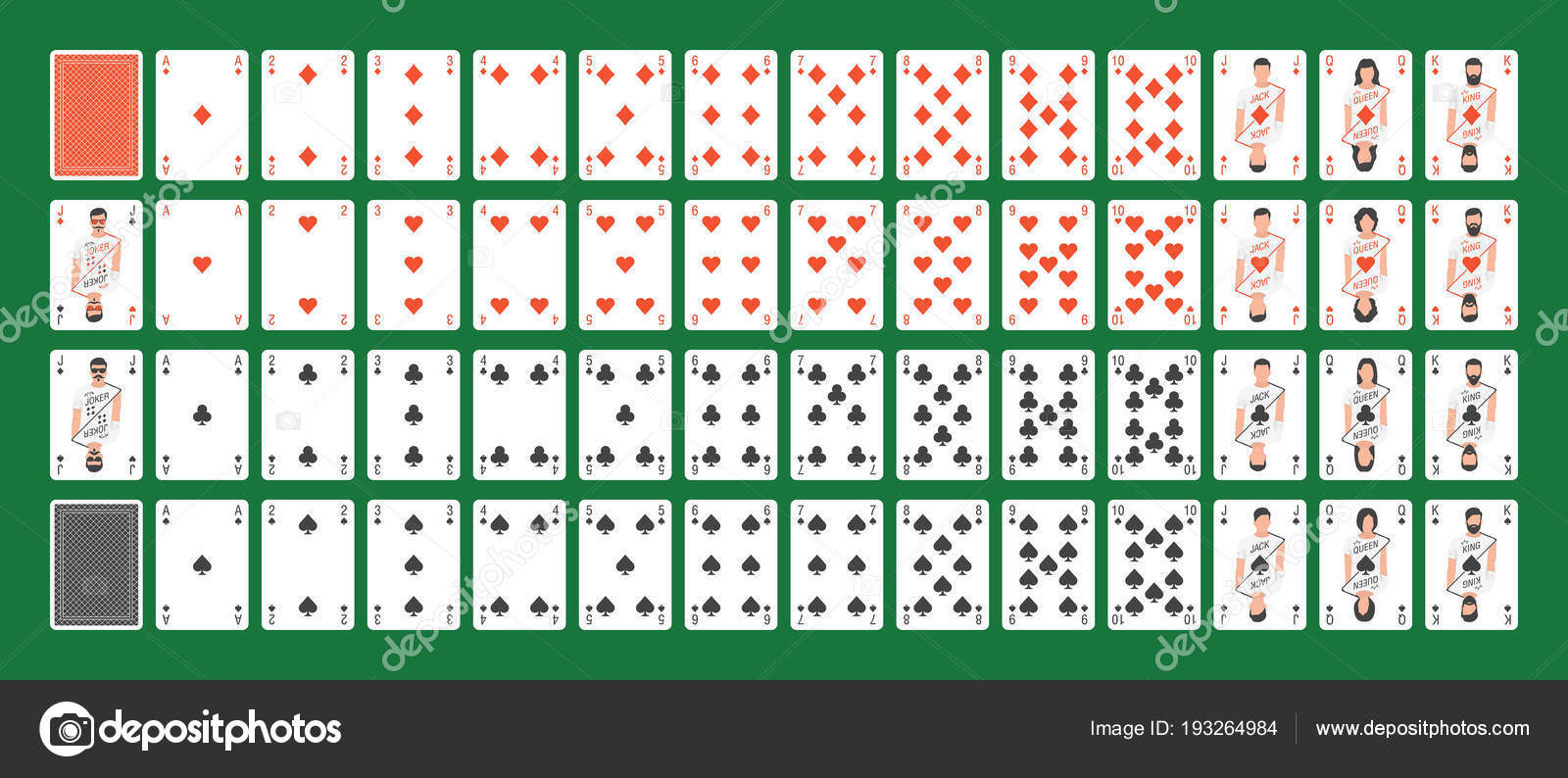 Playing Cards Full Set Isolated Green Background Stock Vector by ...