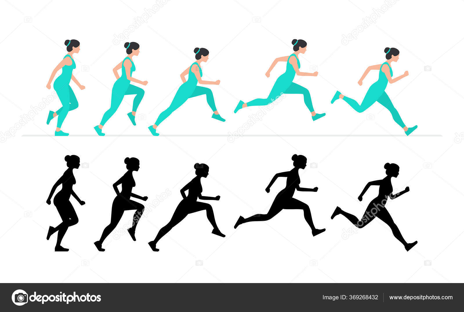 Woman Run Cycle Animation Sprite Sheet Flat Style Isolated White Stock ...
