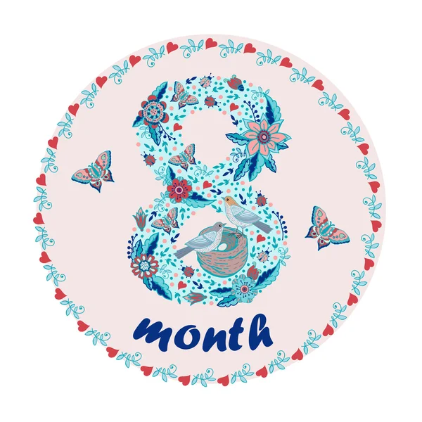 Decorative sticker to the 9 month baby. — Stock Vector © Ann_art #128080524