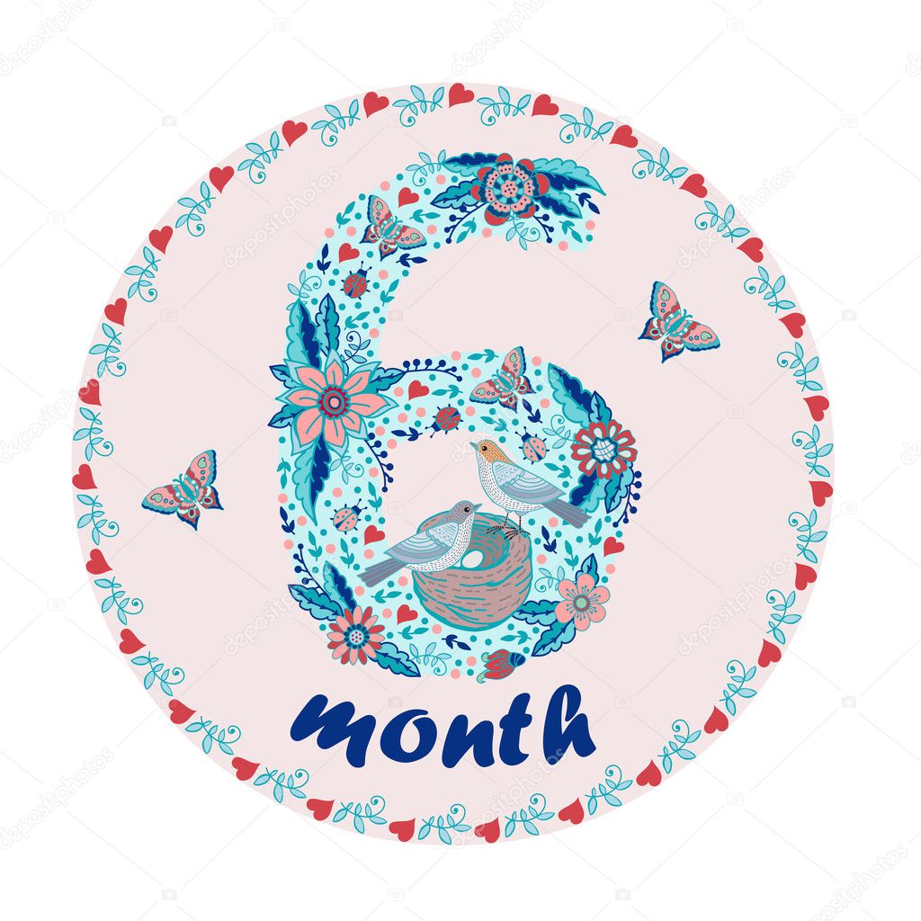 Decorative sticker to the 6 month baby. — Stock Vector © Ann_art #128081914