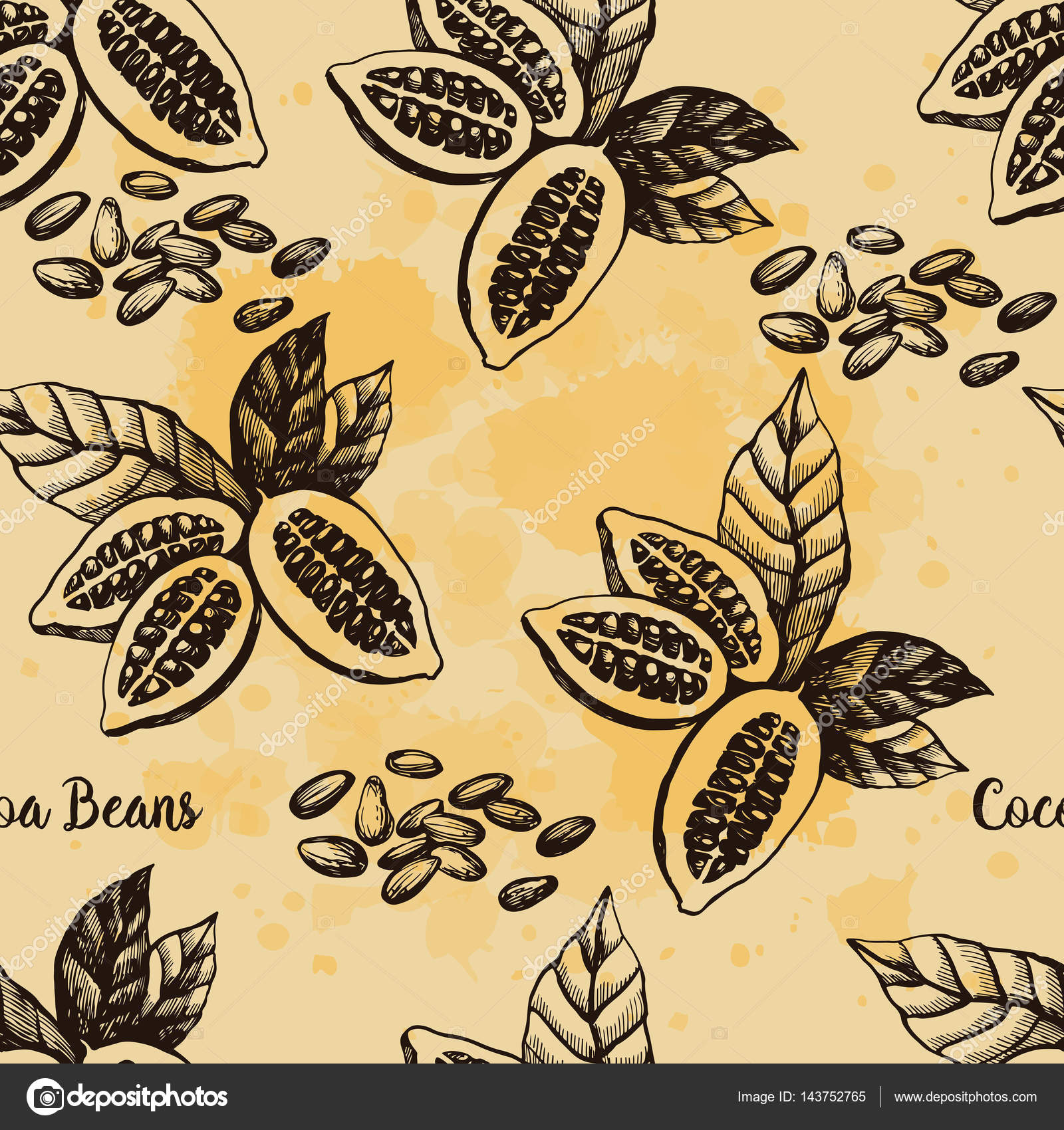 Graphic pattern with sketches of cocoa beans. Stock Vector by ©Ann_art ...