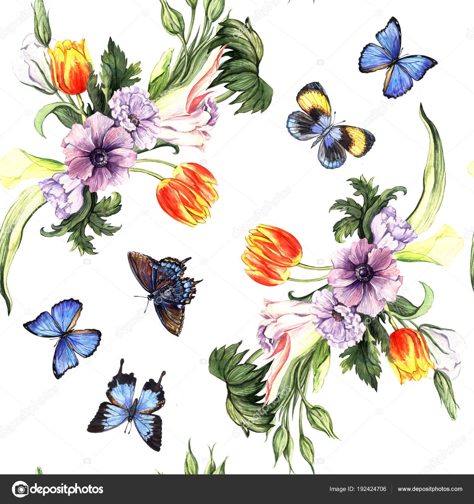 Spring Flowers And Butterflies Clipart