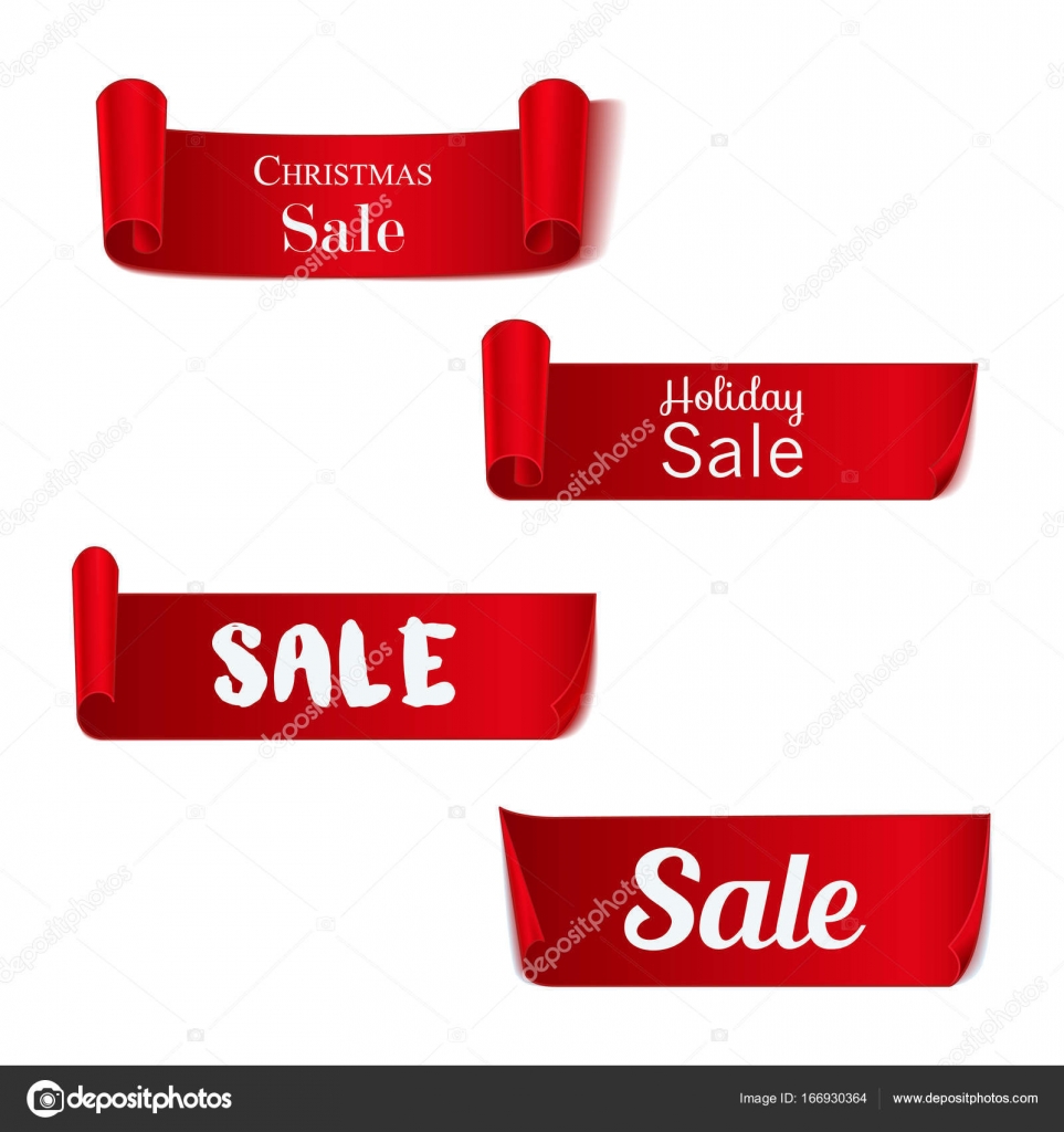 Realistic red ribbons with signs - Sale Stock Vector Image by ©Ninchik ...