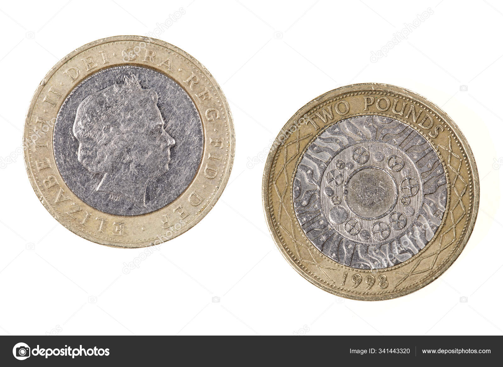 Obverse and reverse sides of the British Two pound coin — Stock Photo ...