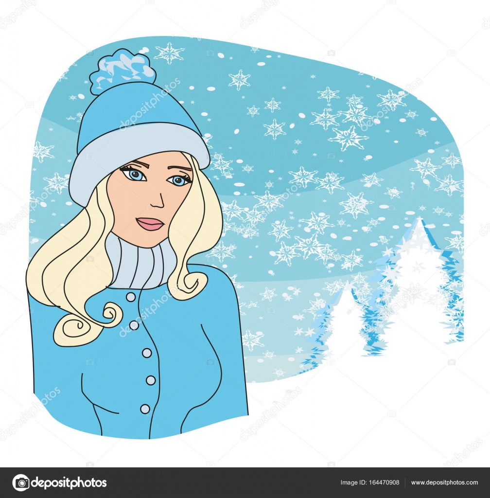 Girl on winter landscape Stock Vector Image by ©JackyBrown #164470908