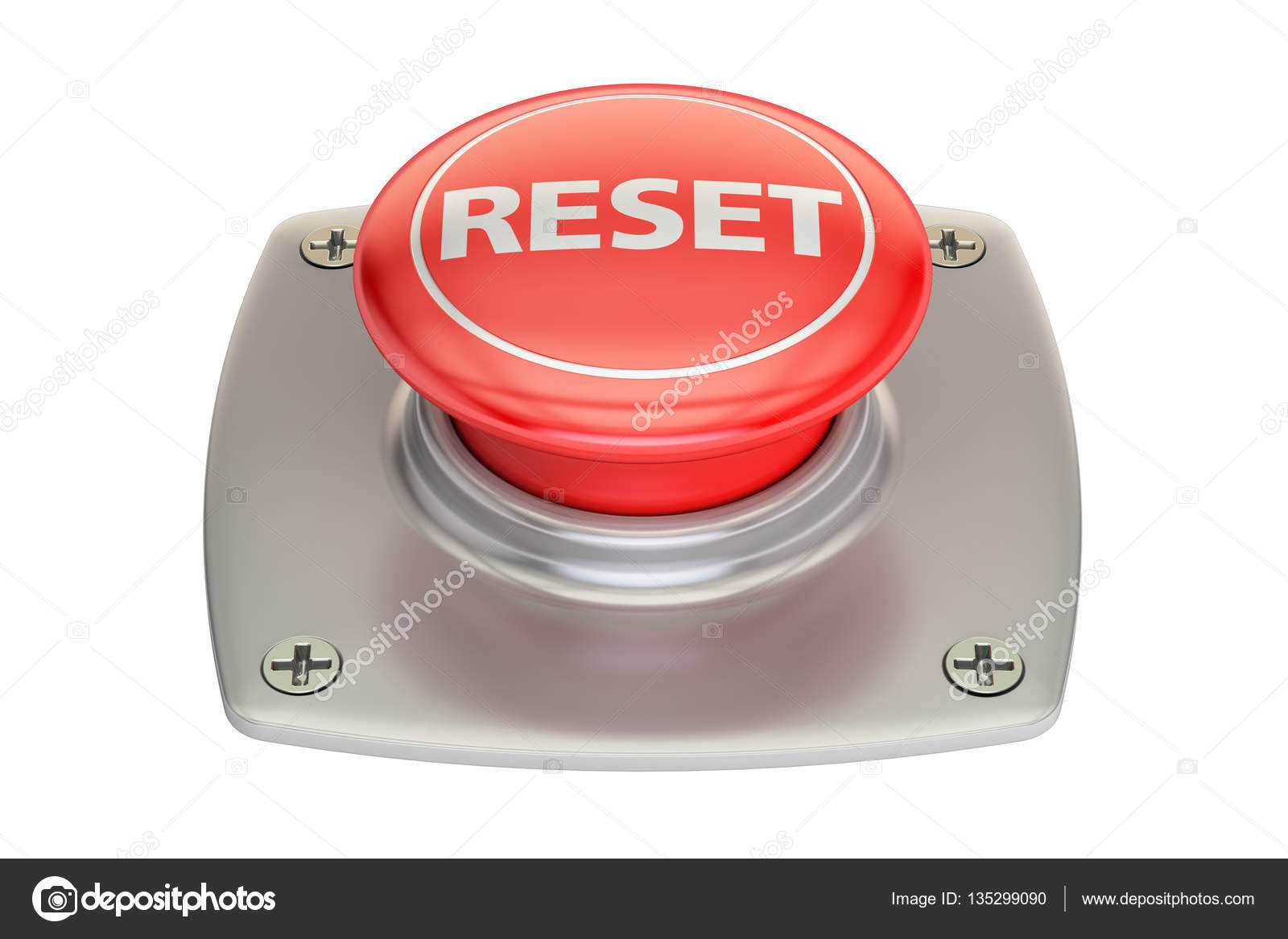 Reset red button, 3D rendering — Stock Photo © alexlmx #135299090