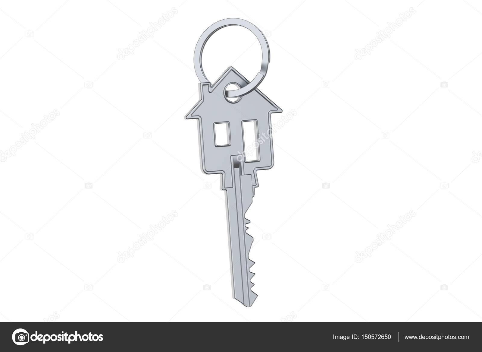 Home key with house silhouette, 3D rendering — Stock Photo © alexlmx ...