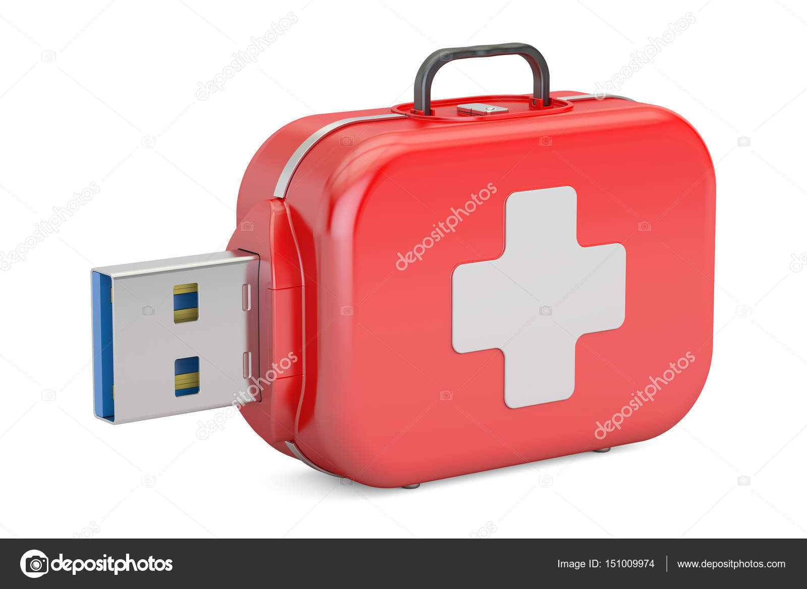 USB flash drive service, recovery and first aid concept. 3D rend ...