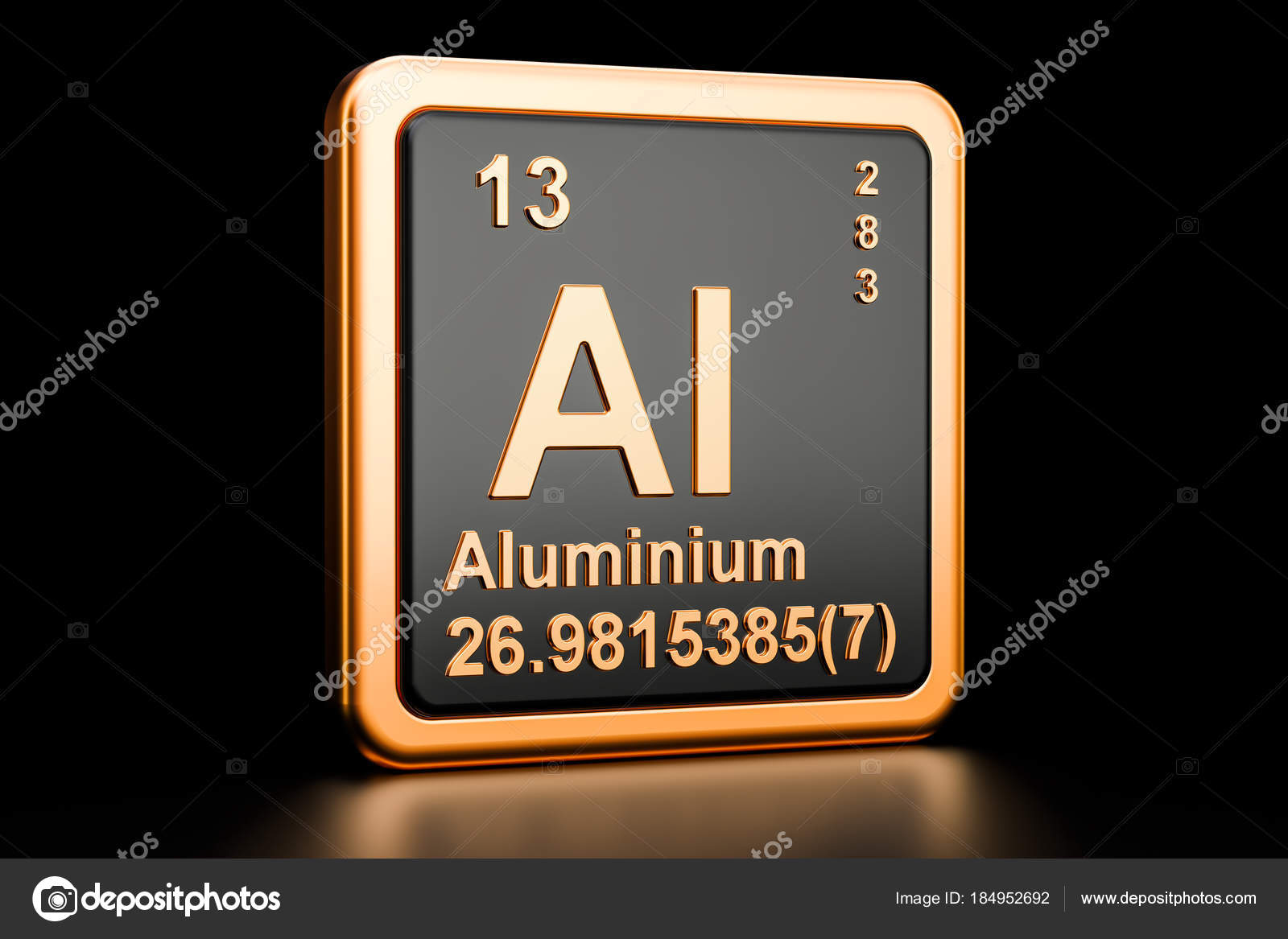 Aluminium Al chemical element. 3D rendering — Stock Photo © alexlmx ...
