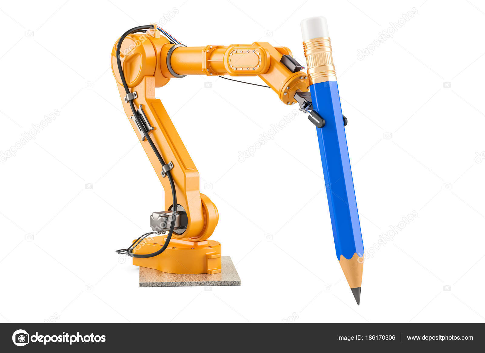 Robotic arm with pencil, 3D rendering — Stock Photo © alexlmx #186170306