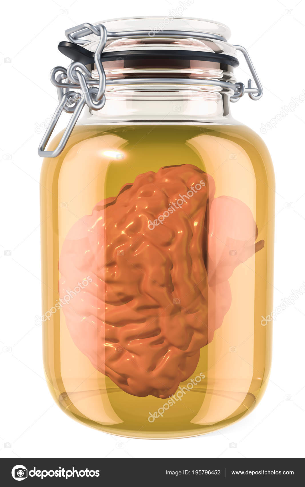 Human Brain Glass Liquid Rendering Isolated White Background Stock ...