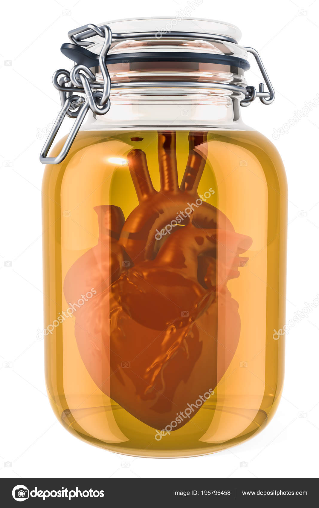 Human Heart Glass Liquid Rendering Isolated White Background Stock ...