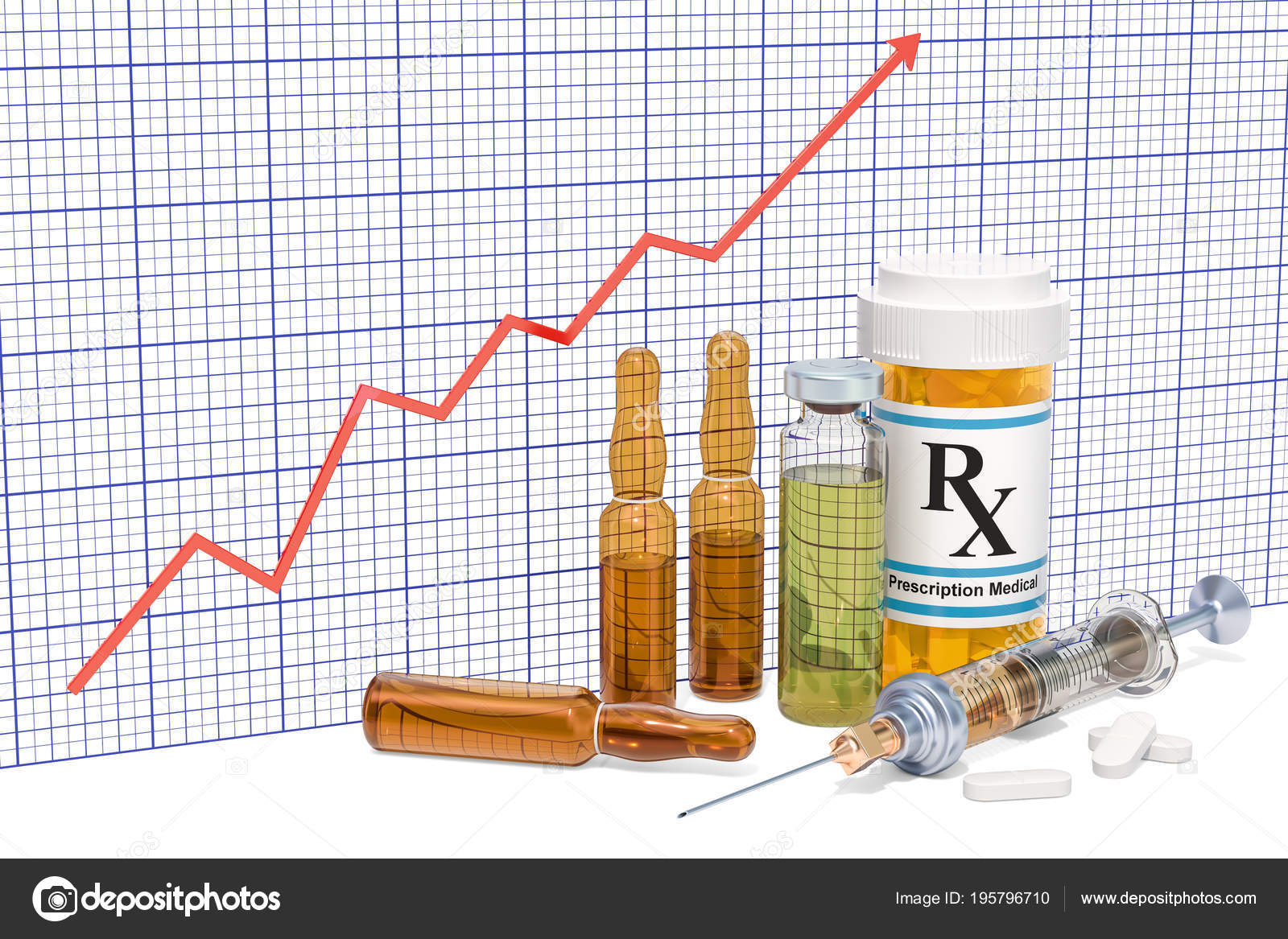 Medicines Growing Chart Rendering Isolated White Background Stock Photo ...