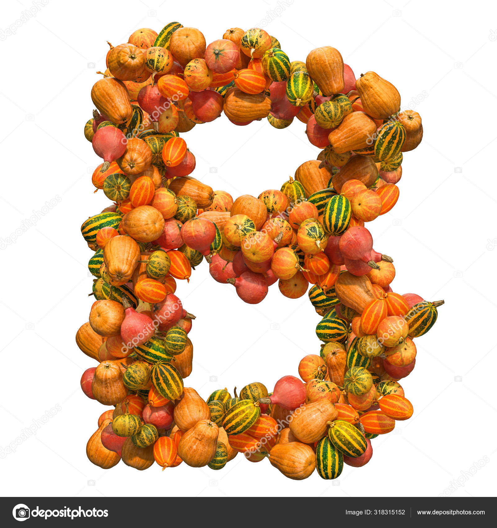 Pumpkins font, letter B from squashes. 3D rendering ⬇ Stock Photo ...