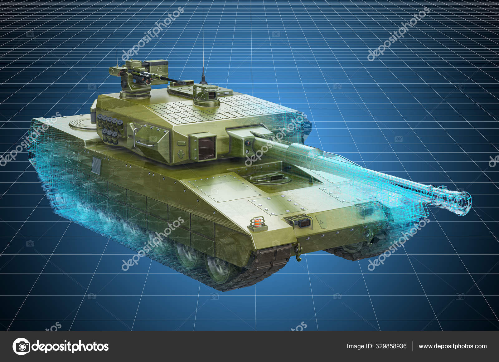 Visualization 3d cad model of battle tank, military engineering — Stock ...
