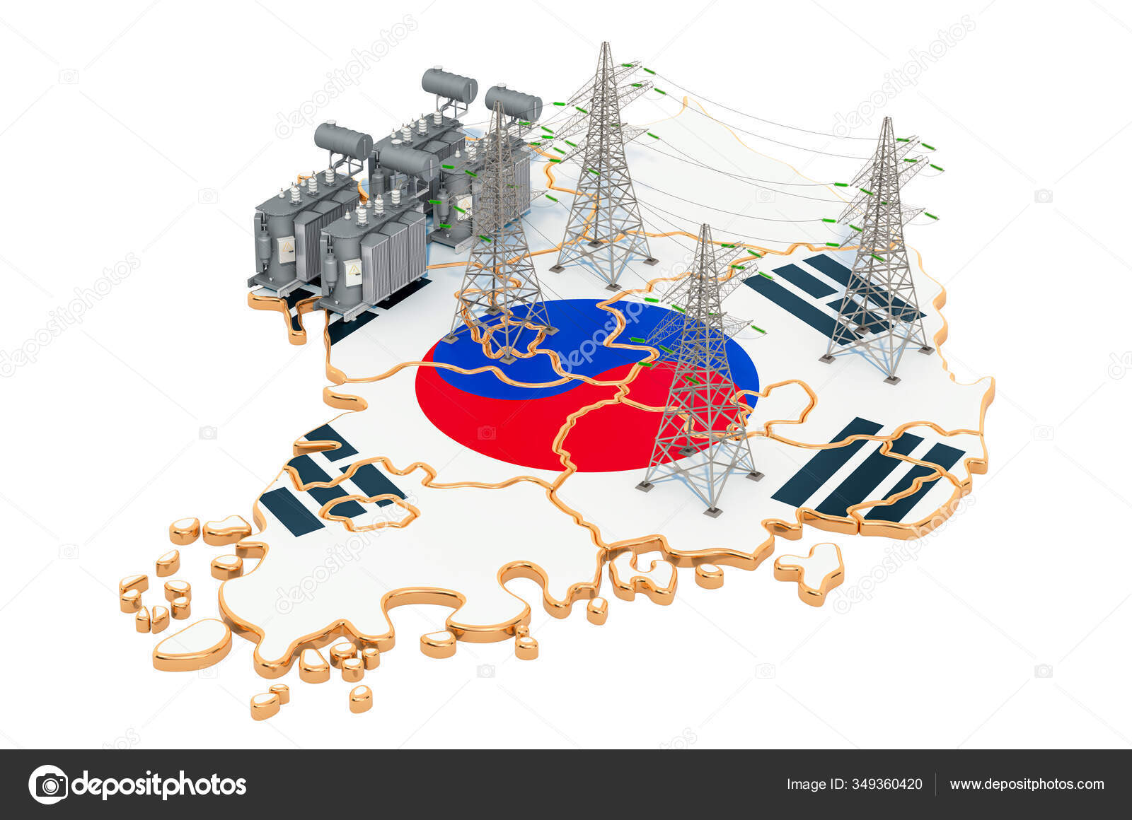 Electrical Substations South Korea Rendering Isolated White Background ...