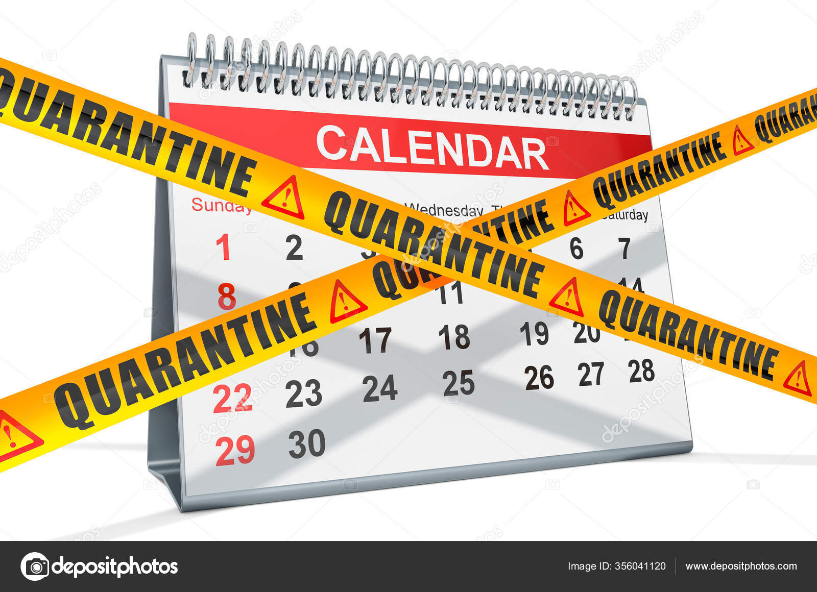 Desk Calendar Caution Barrier Tapes Rendering Isolated White Background ...