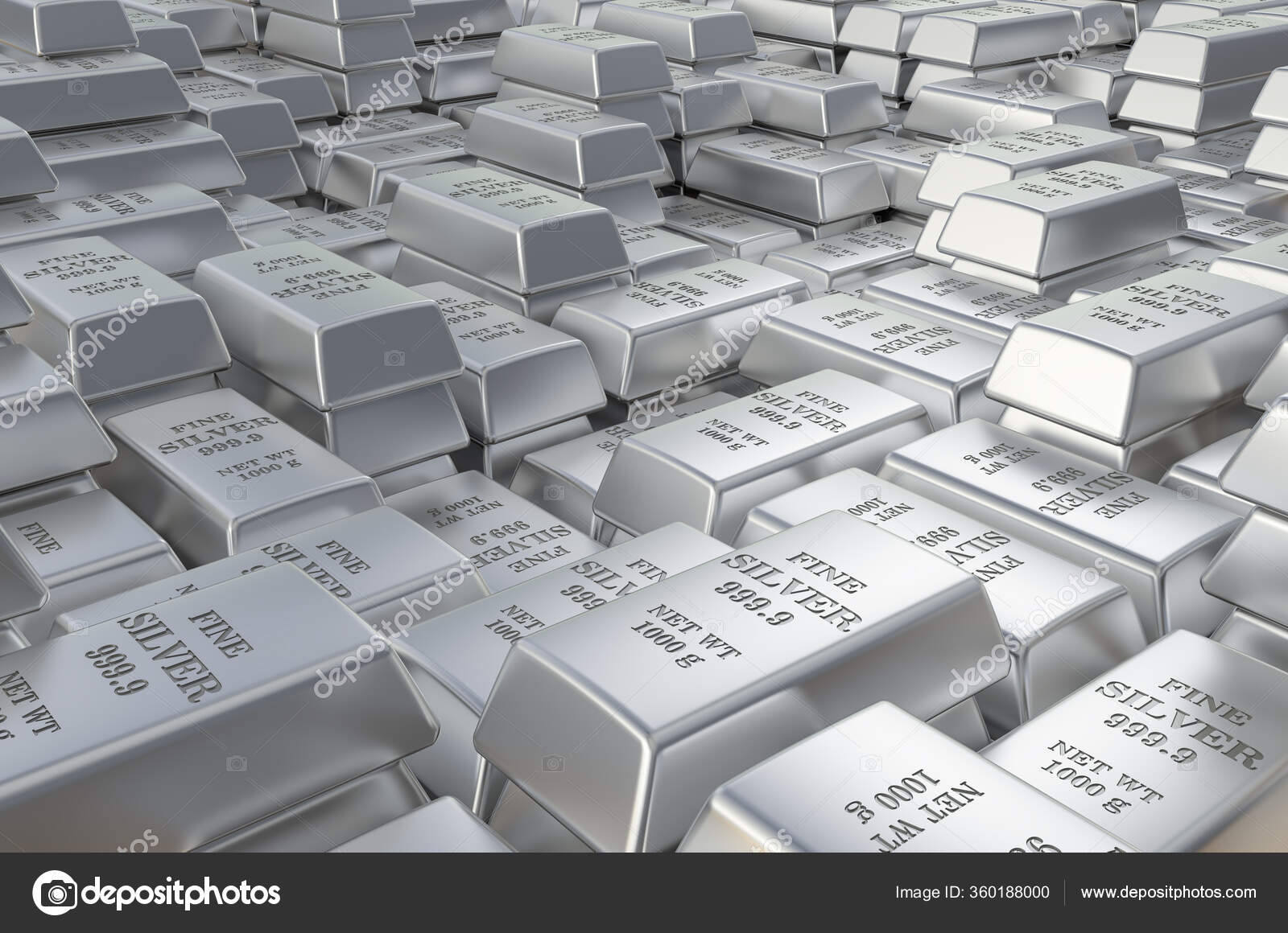 Silver Ingots Bars Background Rendering Stock Photo by ©alexlmx 360188000