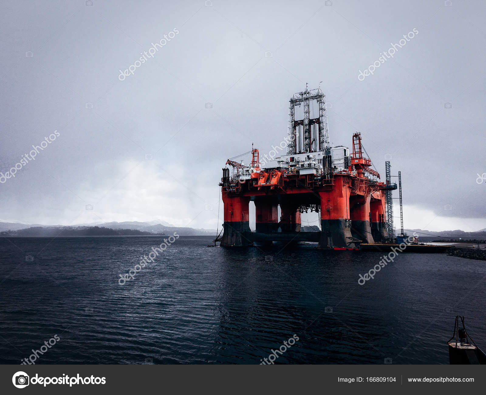 Massive oil rig platform in fjords of Norway — Free Stock Photo ...