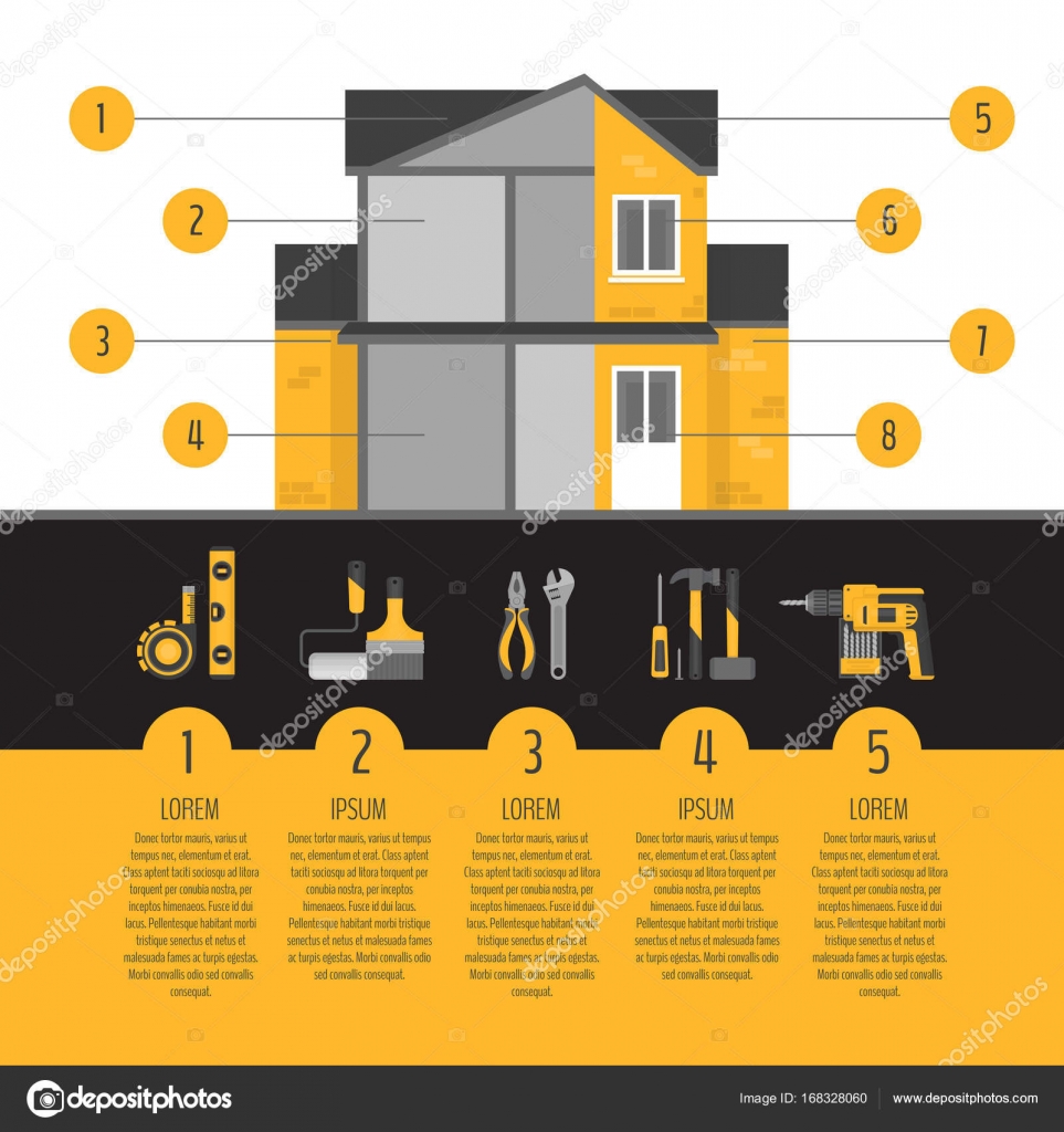 House repair infographics. Hand tools for home renovation and ...