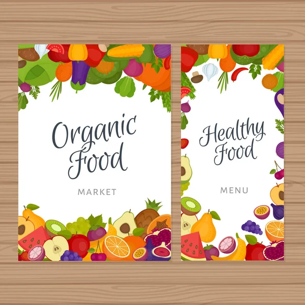 Tropical fruits menu background. Healthy food. Organic food. Flat style ...