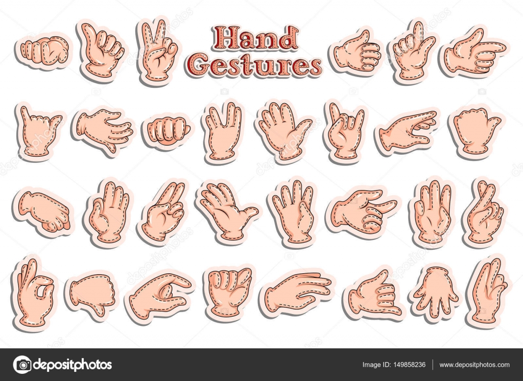 Koleksi stiker untuk gestur tangan Vektor Stok oleh ©stockshoppe 149858236