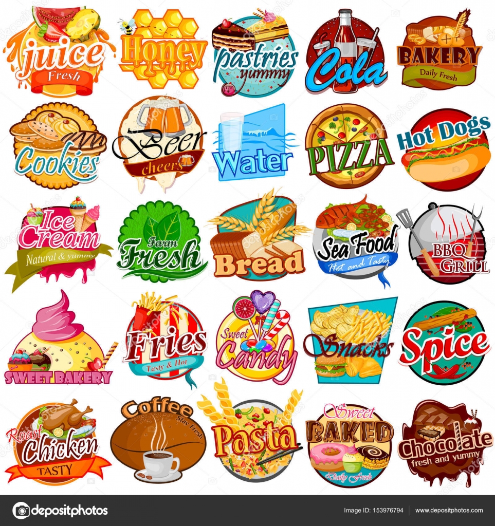 Label and tag sticker for different Food item Stock Vector Image by ...