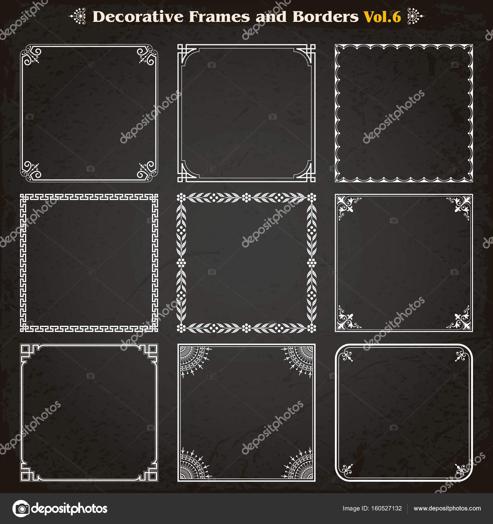 Decorative square frames and borders set 6 vector Stock Vector Image by ...