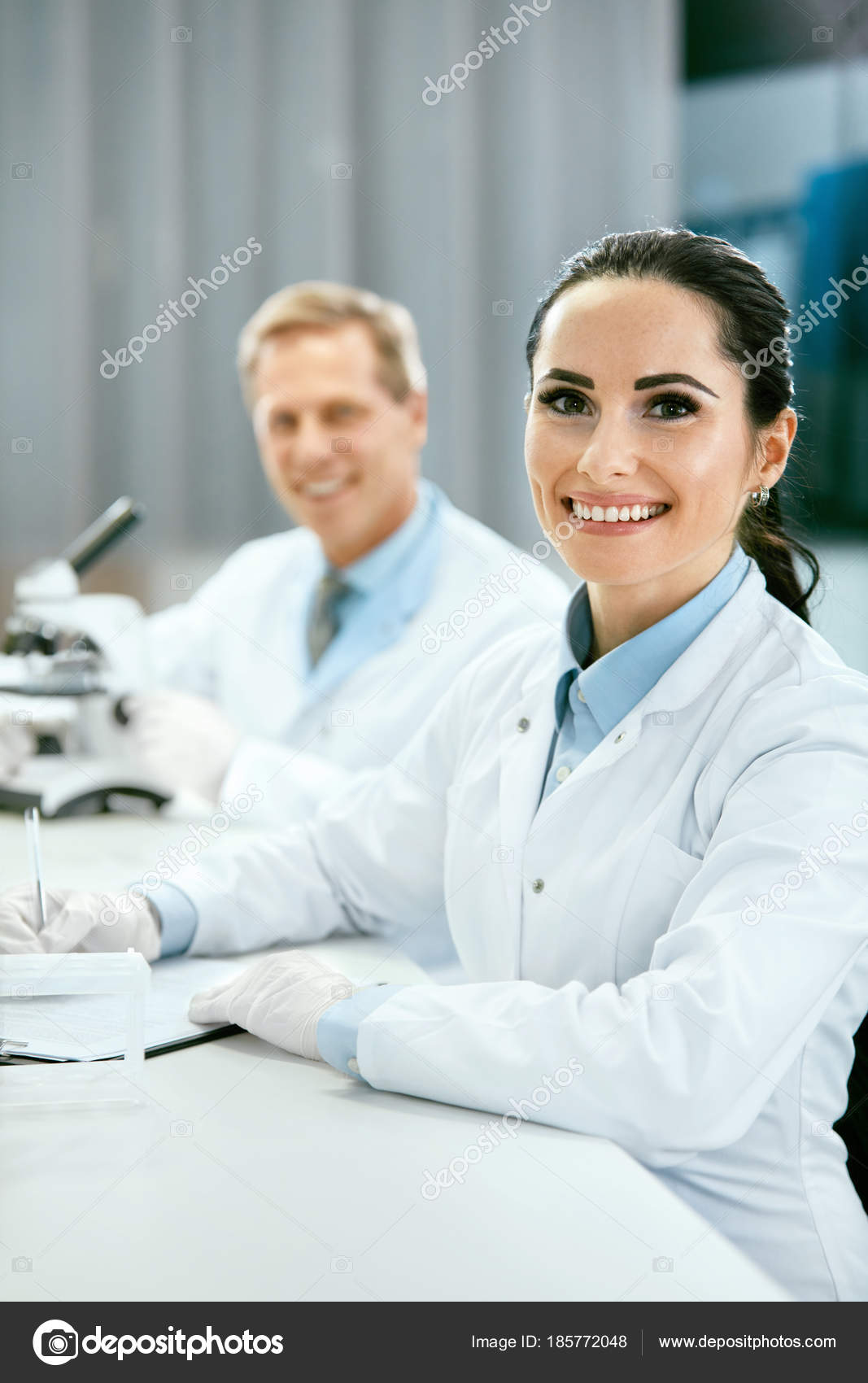 Scientists In Laboratory. Medical Workers At Work — Stock Photo ...